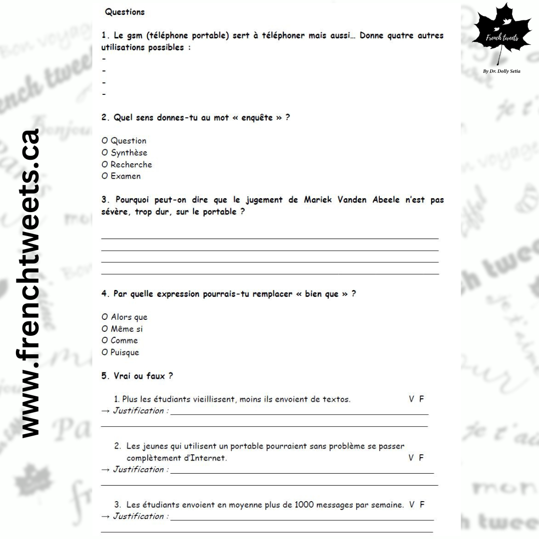French Exercises Intermediate level with French tweets