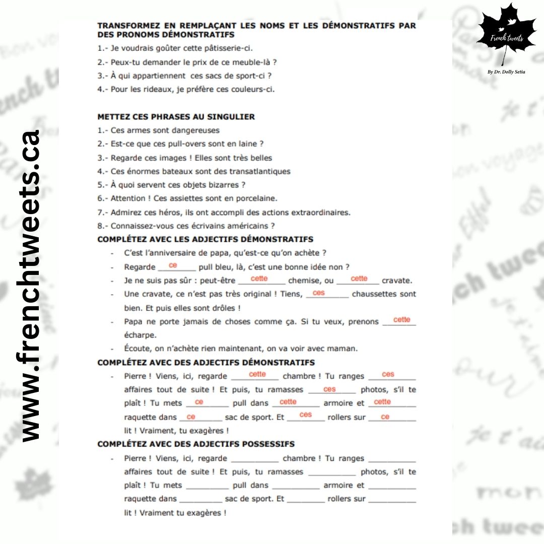 French Exercises Intermediate level with French tweets