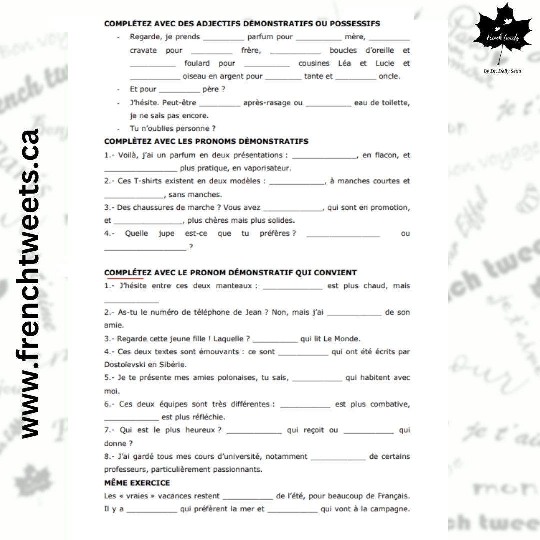 French Exercises Intermediate level with French tweets