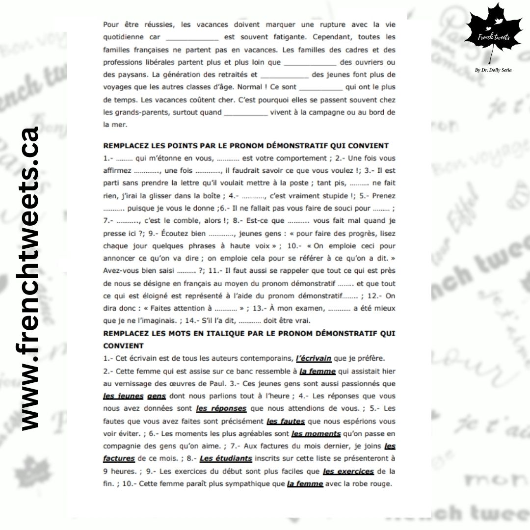 French Exercises Intermediate level with French tweets