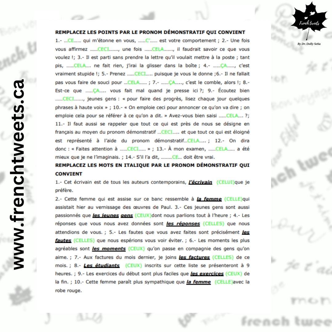 French Exercises Intermediate level with French tweets